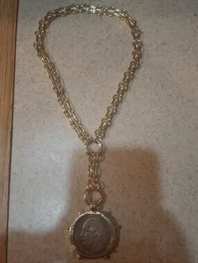 Boutique | Jewelry | Gold Plated Chain Lariat Necklace With Lion Coin ...